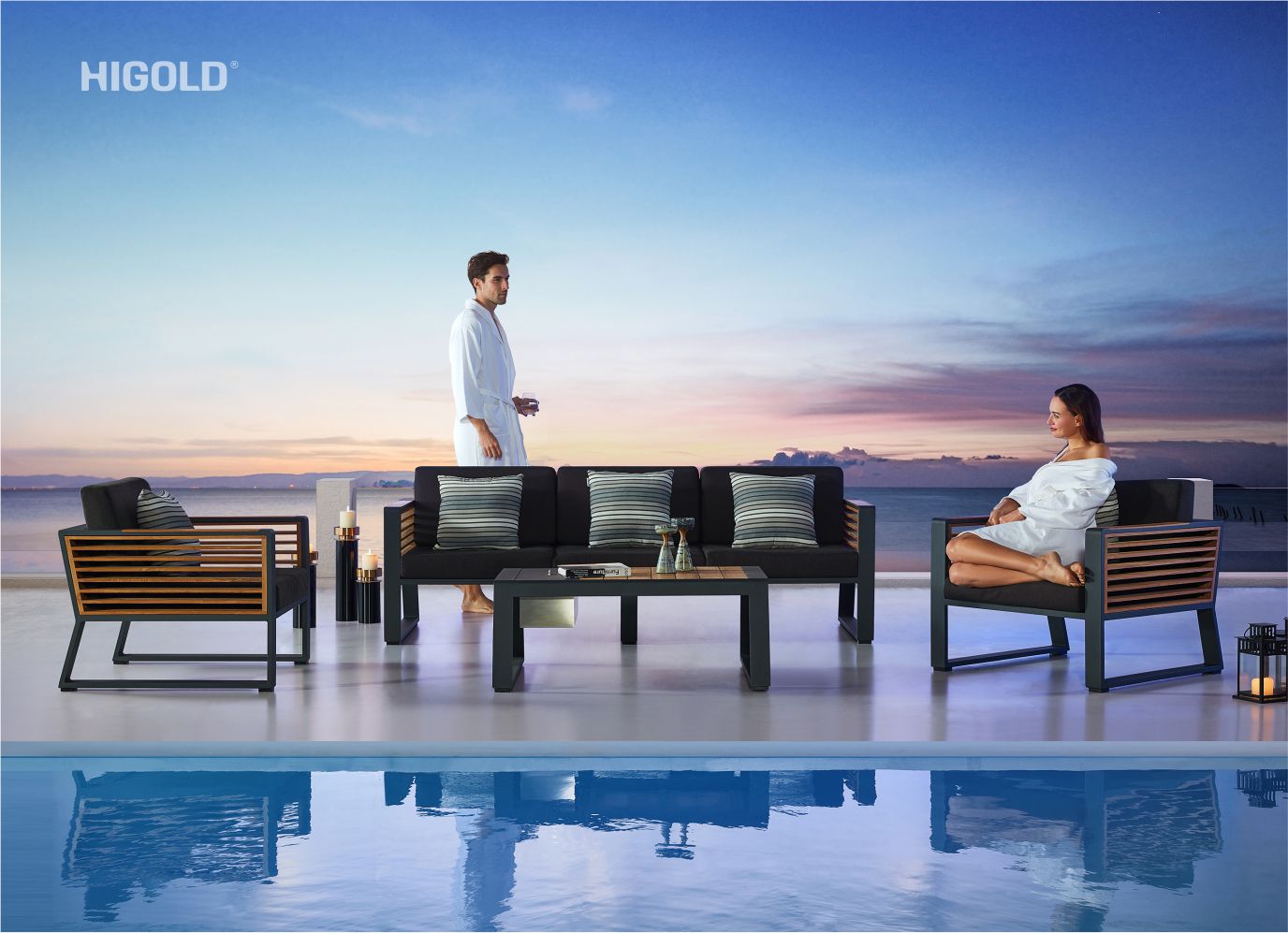 New York Teak Wood Dining Set 204050 - Higold Group -Contemporary Patio ...